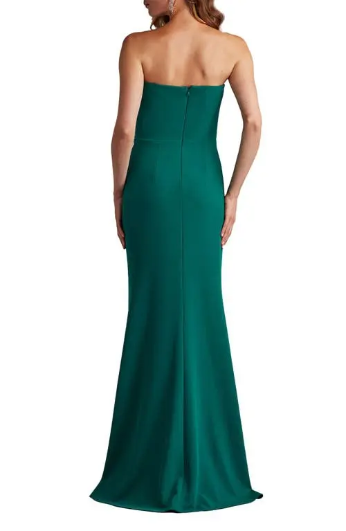Tadashi Shoji Strapless Ruffle Front Gown