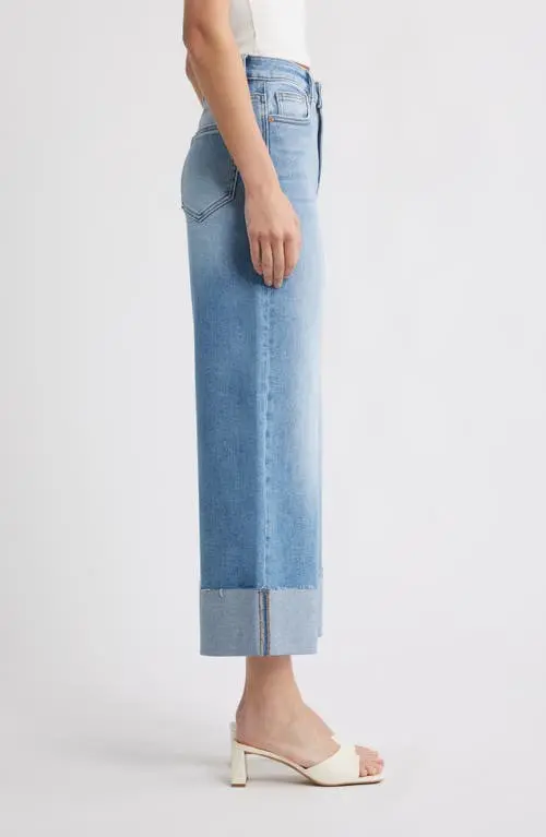 HIDDEN JEANS Cuffed High-waist Wide-leg Jeans - Med.wash