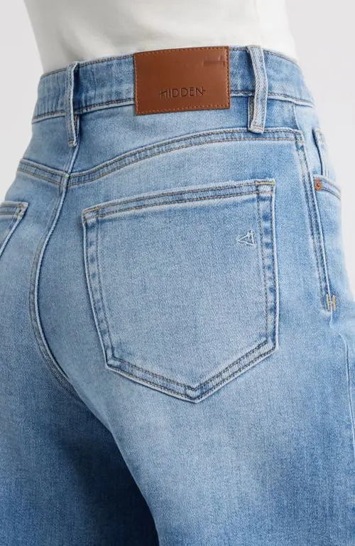 HIDDEN JEANS Cuffed High-waist Wide-leg Jeans - Med.wash