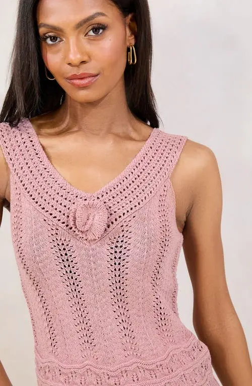 LIPSY Metallic Crochet Trim Pointelle Top
