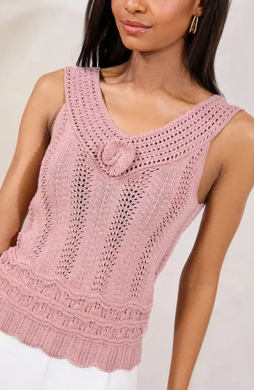 LIPSY Metallic Crochet Trim Pointelle Top