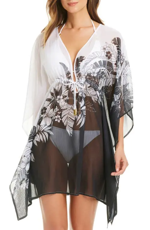 BLEU BY ROD BEATTIE Double Duty Chiffon Cover-up Caftan - Black