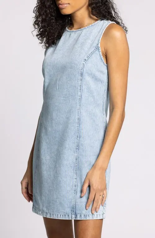 THREAD & SUPPLY Dahlia Sleeveless Denim Shift Dress - Washed Indigo Stripe