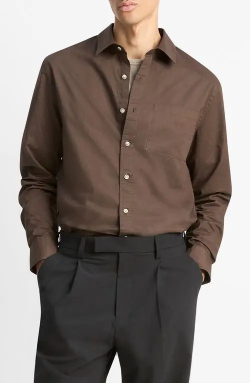 Vince Cotton Poplin Button-up Shirt - Dark Downtown