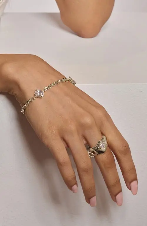 Lady Grey Crystal Tilt Cubic Zirconia Bracelet - Silver/ Clear