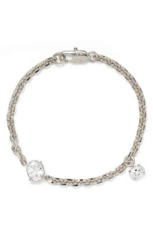 Lady Grey Crystal Tilt Cubic Zirconia Bracelet - Silver/ Clear