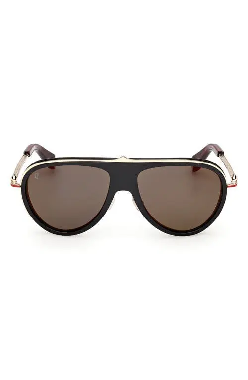 CHRISTIAN LOUBOUTIN Greggo 61mm Aviator Sunglasses - Black/ Pale Gold/ Red Temple