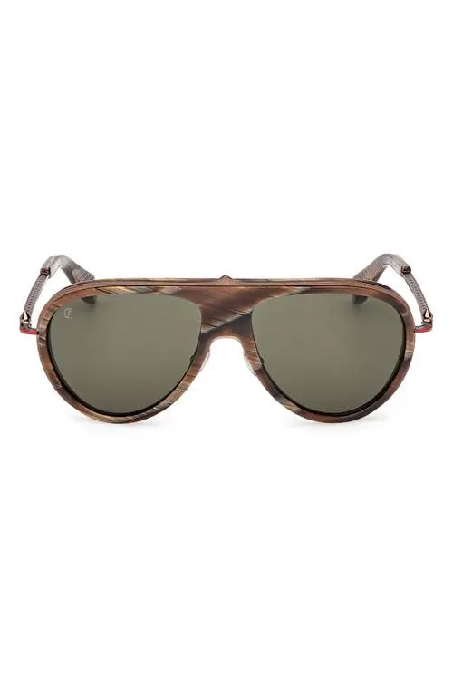 CHRISTIAN LOUBOUTIN Greggo 61mm Aviator Sunglasses - Brown Horn/bronze Temple Red