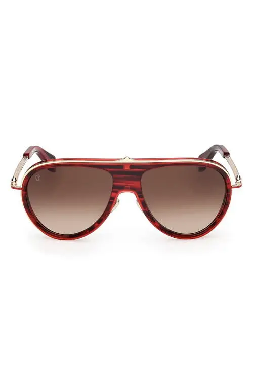 CHRISTIAN LOUBOUTIN Greggo 61mm Aviator Sunglasses - Red Havana/black/gold Red