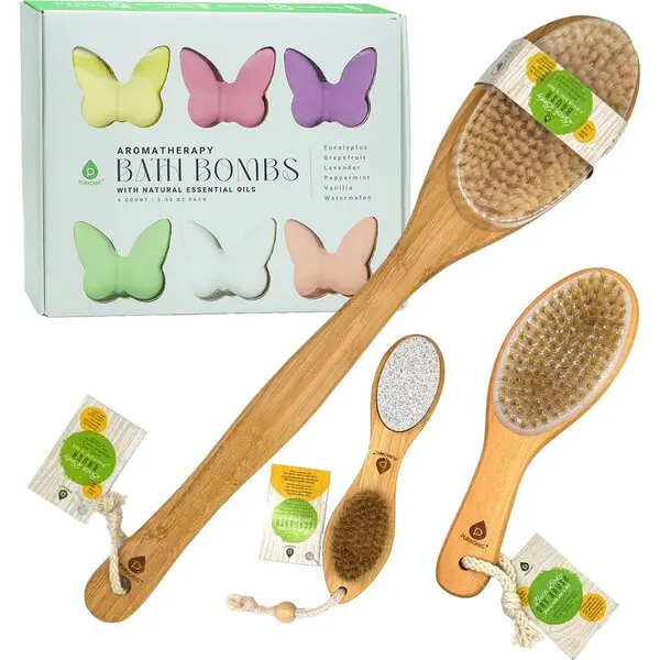 PURSONIC Aromatherapy Bath Bombs & Spa Brush Bundlerelax - Multicolor
