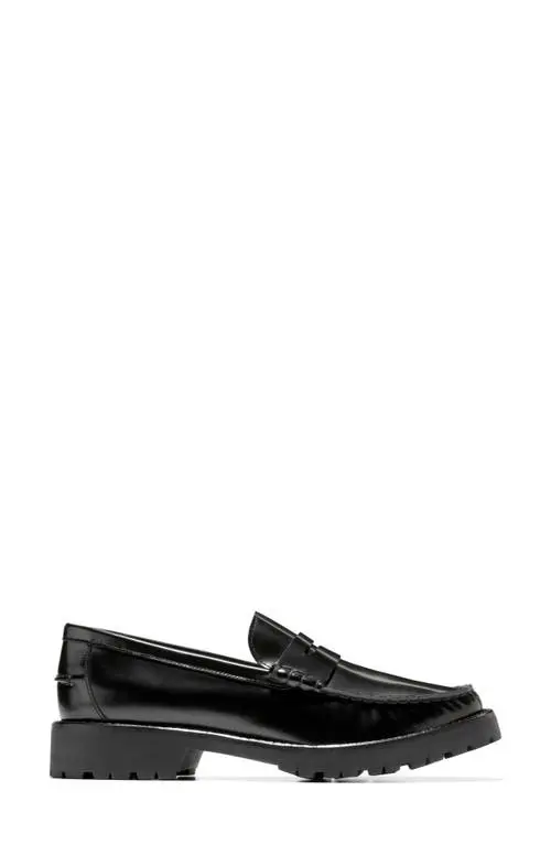 Cole Haan Treena Lug Penny Loafer - Black Box Leather