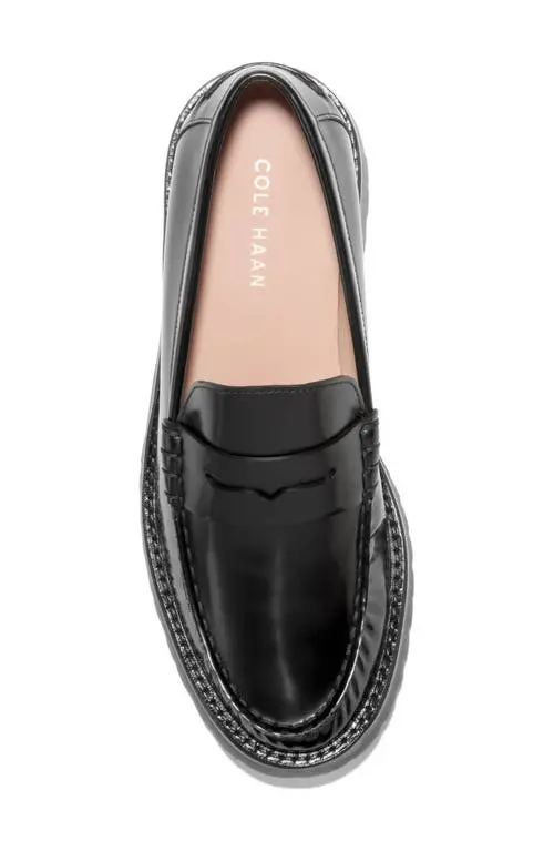 Cole Haan Treena Lug Penny Loafer - Black Box Leather