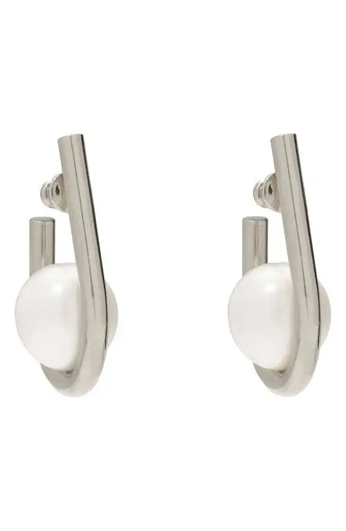 Lady Grey Chaise Freshwater Pearl Drop Earrings - Silver