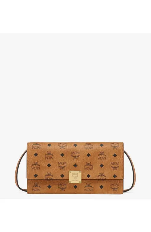 Mcm Visetos Crossbody Wallet - Cognac