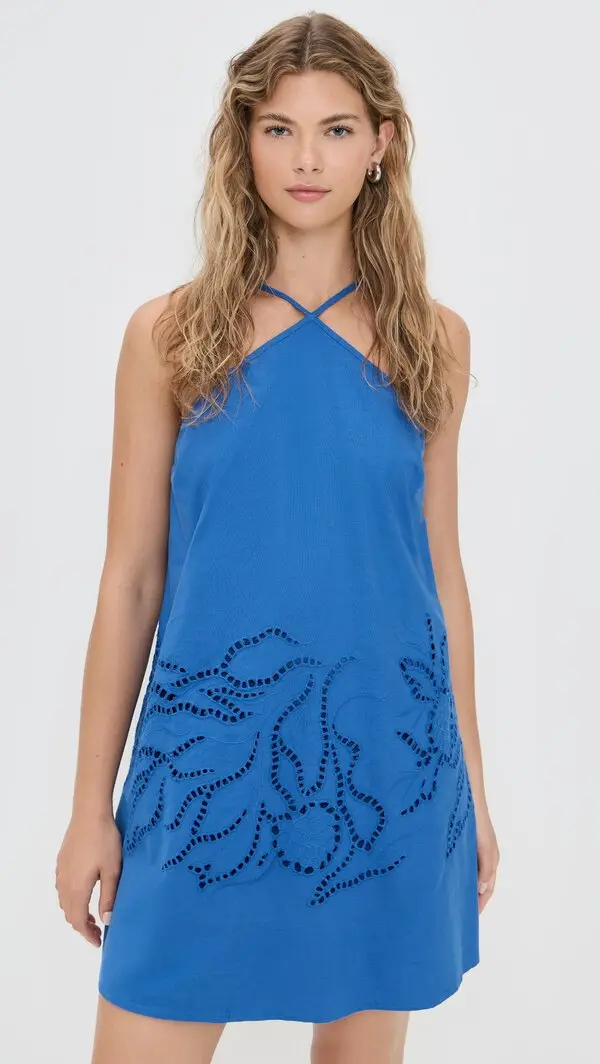 Minkpink Darla Broderie Mini Dress In Royal Blue - 40% Off | Editorialist