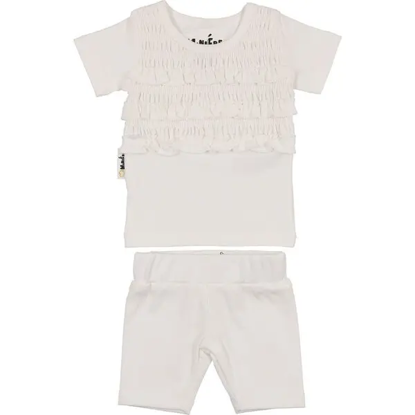 MANIÈRE Ruffle Top & Shorts Set - White