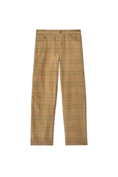 Burberry Check Corduroy Relaxed Fit Trousers - Sand