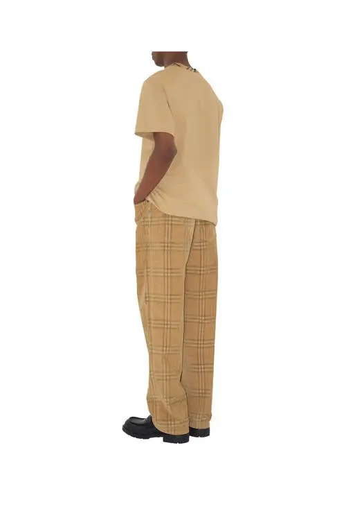 Burberry Check Corduroy Relaxed Fit Trousers - Sand