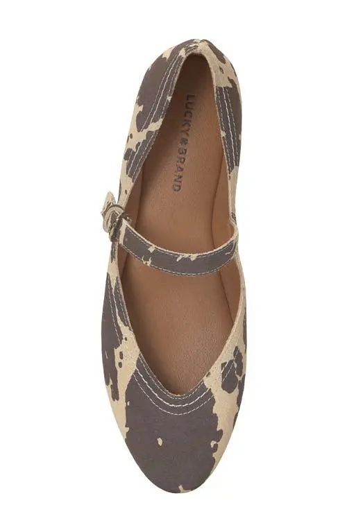 Lucky Brand Cyrena Mary Jane Flat - Beige/chocolate Suede