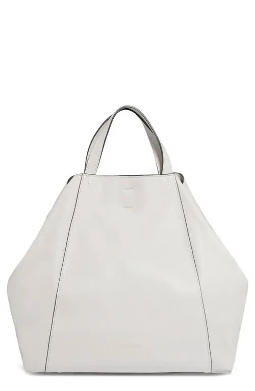 AIMEE Empire Convertible Leather Tote - Chalk