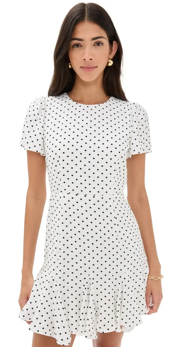 LE BOP Floral Print Mini Dress - White Dot