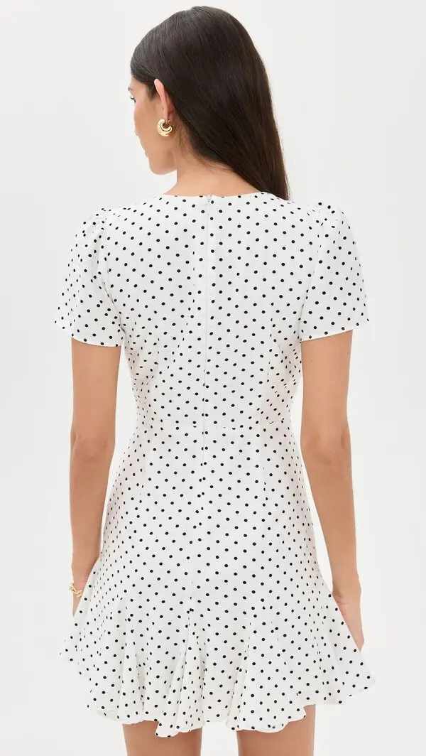 LE BOP Floral Print Mini Dress - White Dot