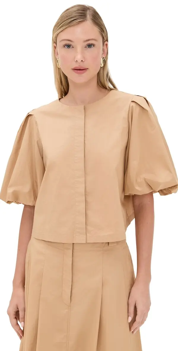 LE BOP Liza Puff Sleeve Shirt - Tan