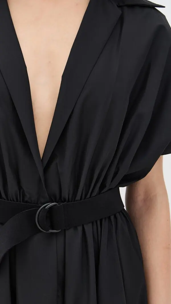 Norma Kamali Belted Flared Midi Shirt Dress
