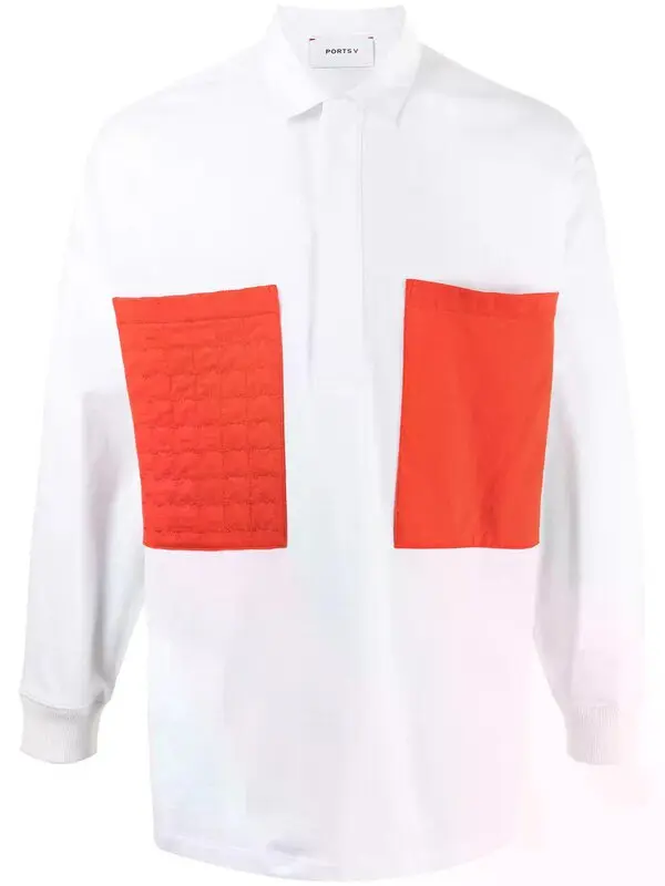 PORTS V Contrasting Pocket Polo Shirt - White