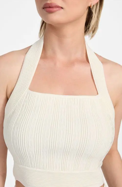 Guess Sofie Ribbed Halter Top - Dove White