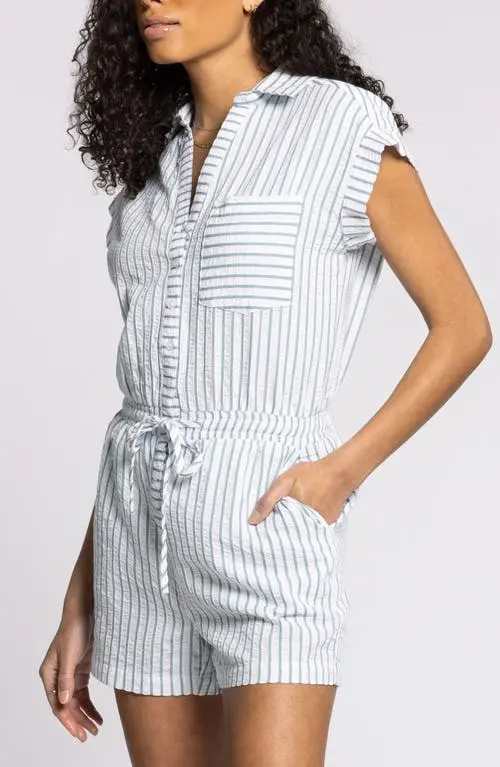 THREAD & SUPPLY Marina Stripe Cotton Romper - White Green