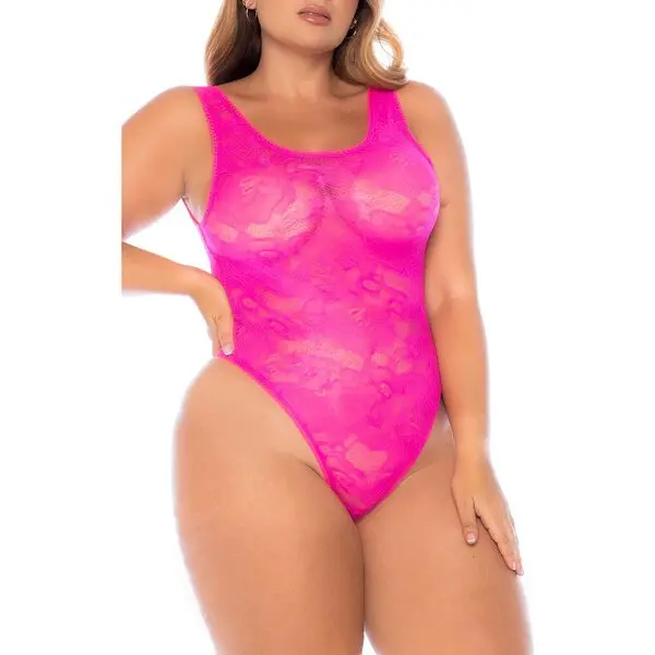 MAPALE Lace-up Lace Teddy - Pink