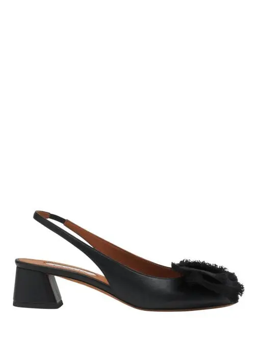 LANVIN Leather Heeled Slingback Ballerina - Black