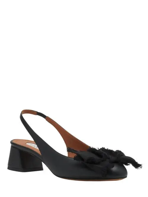 LANVIN Leather Heeled Slingback Ballerina - Black
