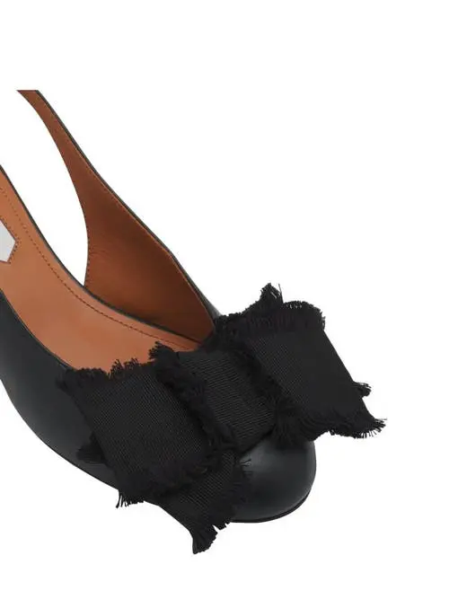 LANVIN Leather Heeled Slingback Ballerina - Black