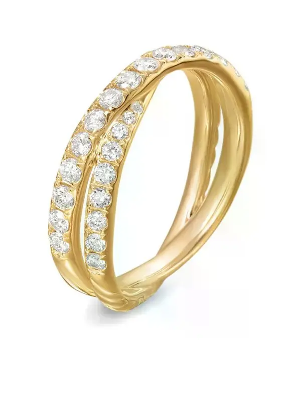 David Yurman 18kt Yellow Pavé Crossover Diamond Ring