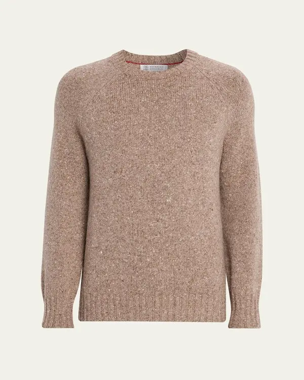 Brunello Cucinelli Cashmere Donegal Crewneck Sweater - Brown