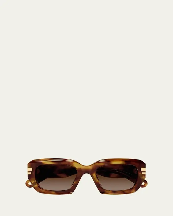 Chloé Rectangle Acetate Sunglasses - Shiny Yellow Havana
