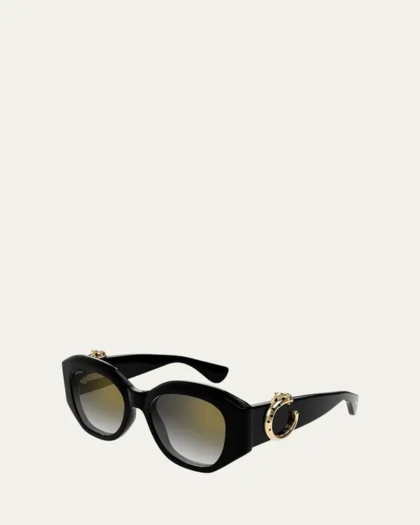 Cartier C-logo Butterfly Sunglasses - Black Colour