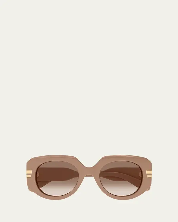 Chloé Oversized Acetate Square Sunglasses - Shiny Solid Nude Pink