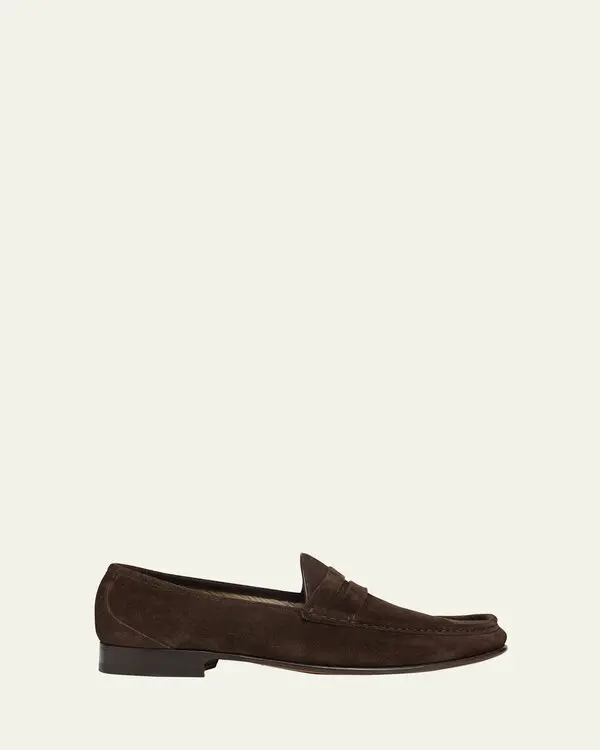 TOM FORD York Suede Penny Loafers