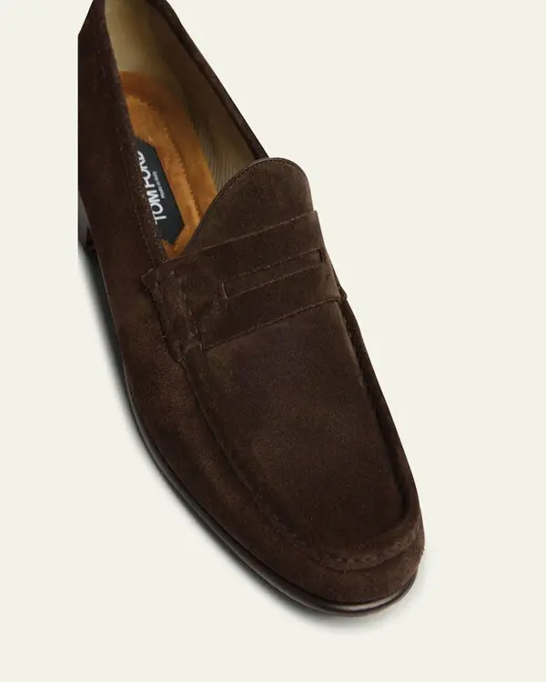 TOM FORD York Suede Penny Loafers