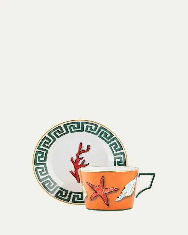 GINORI 1735 4-piece Il Viaggio Di Nettuno Teacup And Saucer Set - Noclr
