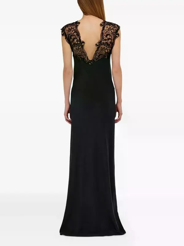 FERRAGAMO Lace-detail Silk Maxi Dress
