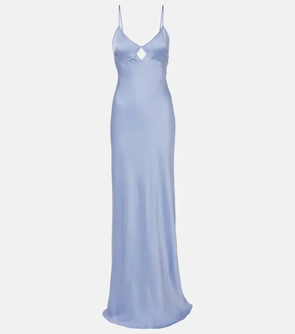 Victoria Beckham Cutout Satin Gown - Blue
