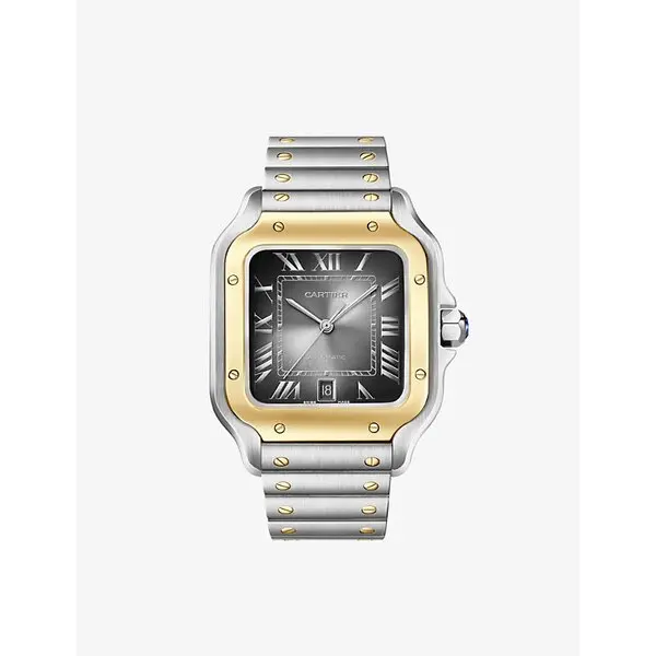 CARTIER Santos De Large Stainless Steel And 18ct Yellow Gold Automatic Watch - Yellow Gold Steel