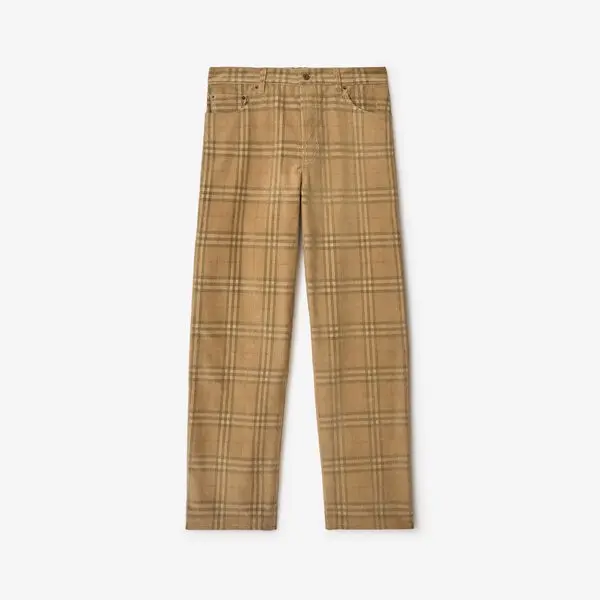 Burberry Check Corduroy Trousers - Sand Beige
