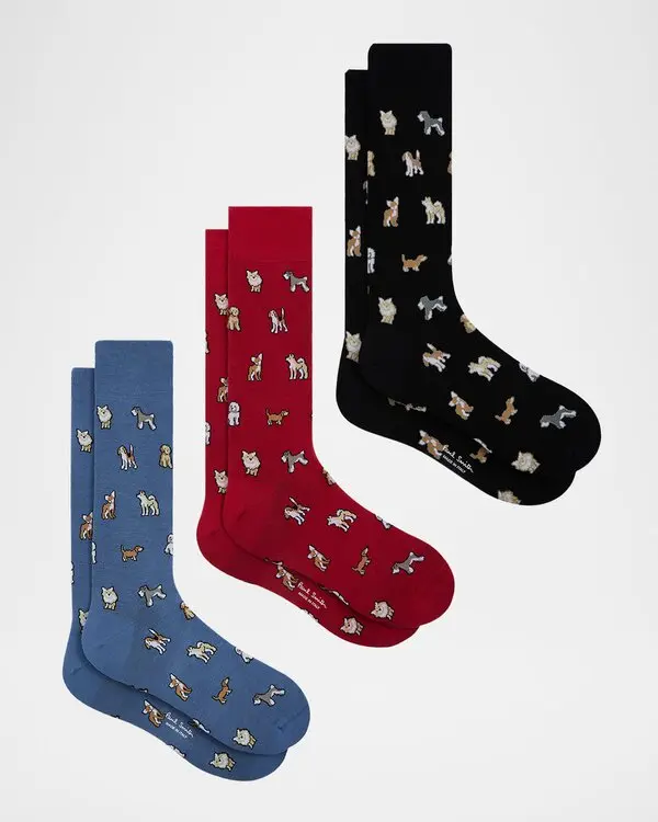 Paul Smith Kyoto Dog Print Crew Socks 3 Pack - 1a_mixed Plate 1
