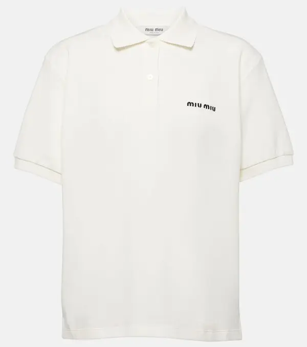 Miu Miu Cotton Pique Polo Shirt With Logo Detail