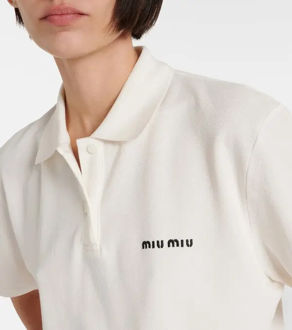 Miu Miu Cotton Pique Polo Shirt With Logo Detail